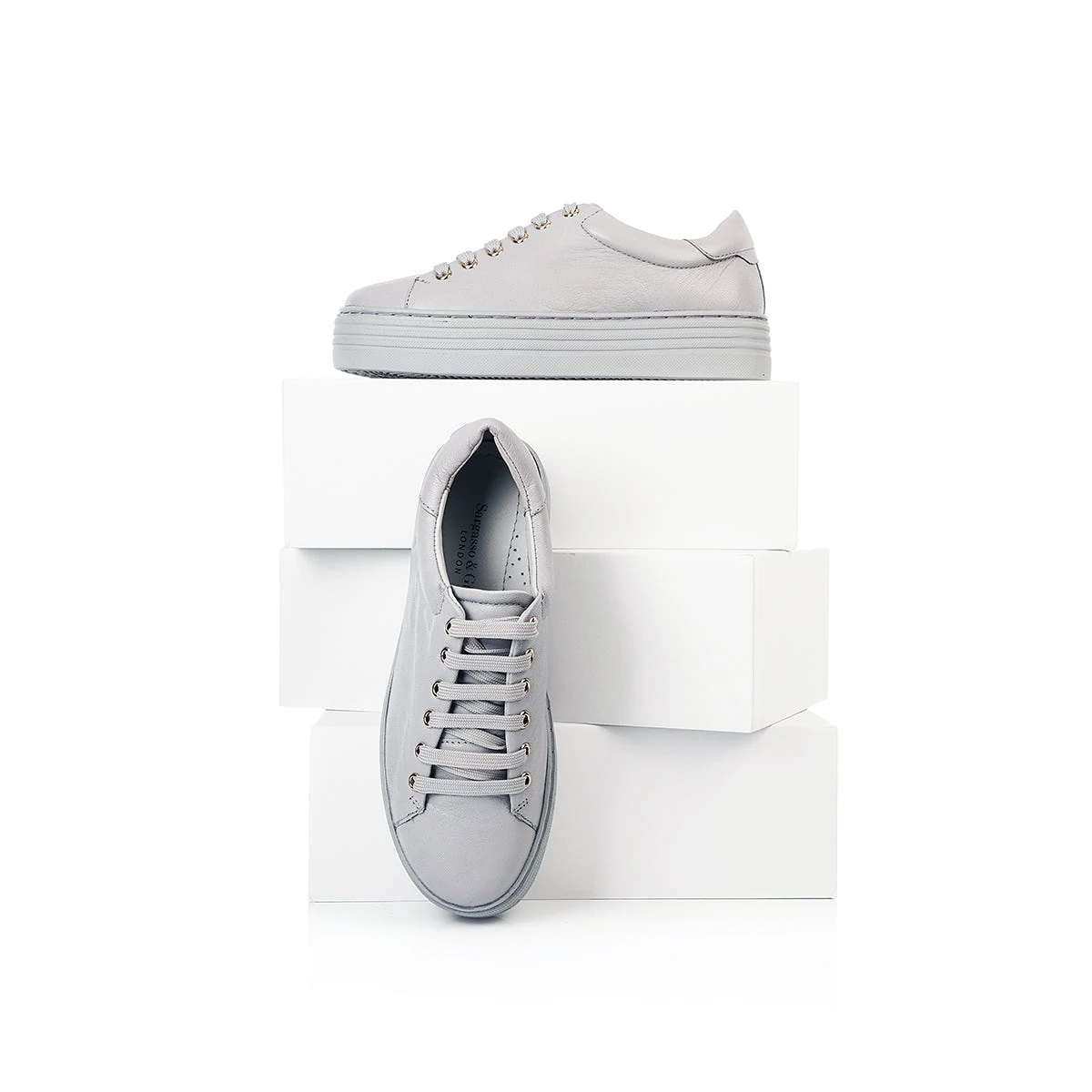 FACTORY SECONDS - Wide Fit Trainers - Grey Leather (SAMPLE SALE)
